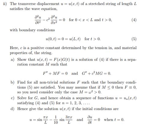 solved ii the transverse displacement u u x t of a