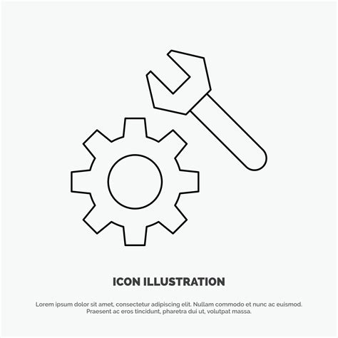 Setting Wrench Gear Line Icon Vector 14424535 Vector Art At Vecteezy