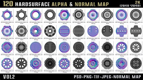 Artstation 120 Hardsurfase Alpha And Normal Map Vol2 Brushes