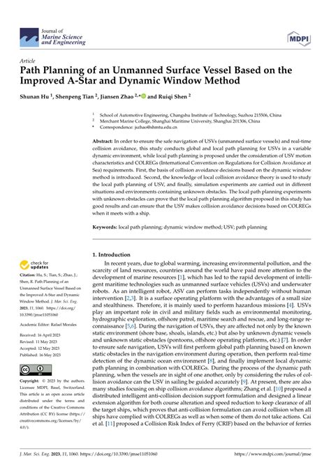 Pdf Path Planning Of An Unmanned Surface Vessel Based On The Improved
