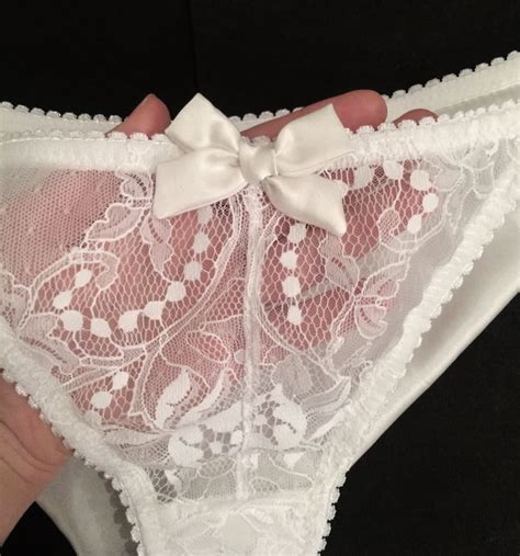 Silk Panties In White Lace Silk Tanga Shape Etsy