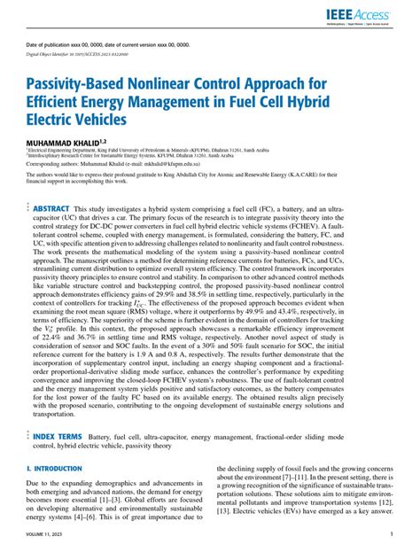 Passivity Based Nonlinear Control Approach For Efficient Energy