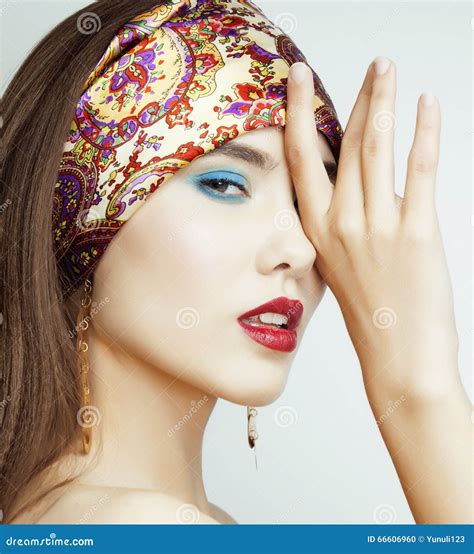 Beauty Girl With Red Lips And Nails Provocative Make Up Luxury Woman