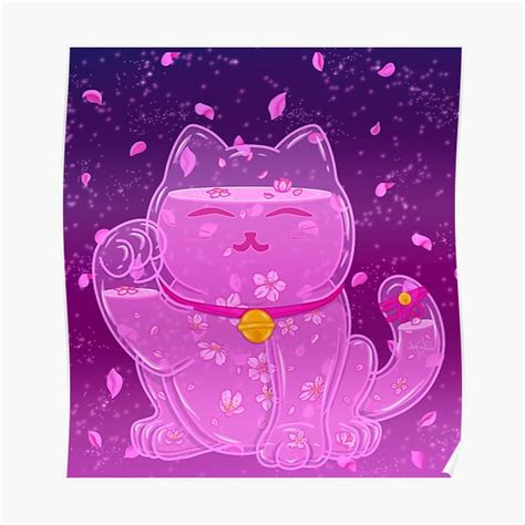 Sakura Maneki Neko Kittea Poster For Sale By Supernovaada Redbubble