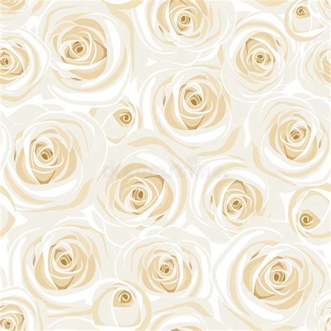 Seamless Pattern With White Roses Vector Illustration Stock Vector