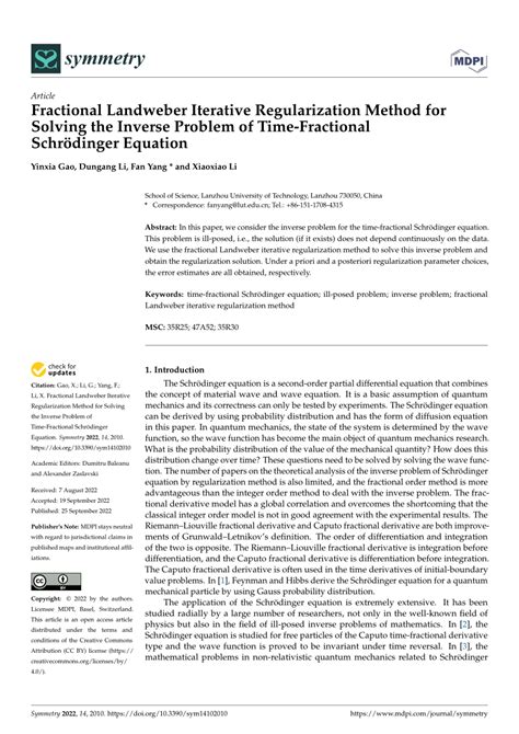 PDF Fractional Landweber Iterative Regularization Method For Solving