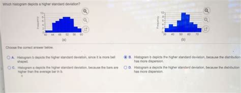 Solved Which Histogram Depicts A Higher Standard Deviation Chegg