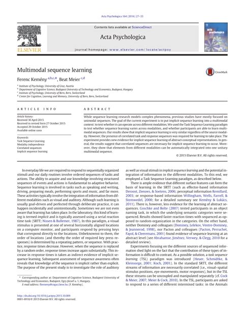 Pdf Multimodal Sequence Learning