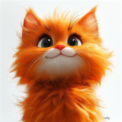 Cartoon Orange Fluffy Cat Concept Art Pixar Style Cg Adorable Whimsical