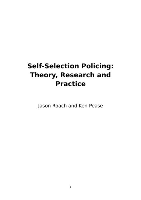 Pdf Self Selection Policing