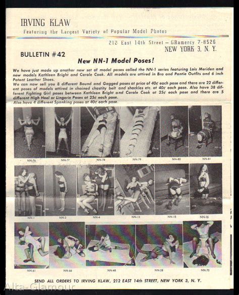 Irving Klaw Bulletin 44 Featuring The Largest Variety Of Popular Model Photos By Klaw Irving