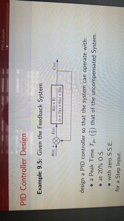 Solved Pid Example Pid Controller Design Example 95 Given