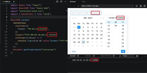 Datepicker Hope To Support Microseconds For Time · Issue 29955 · Ant