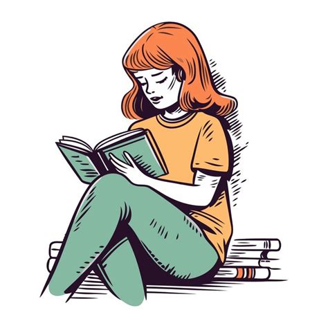 Premium Vector Girl Reading A Book Vector Illustration Of A Girl