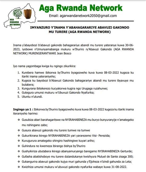 IMYANZURO YINTEKO RUSANGE YABAVUZI GAKONDO YO KU WA 30 KAMENA 2023