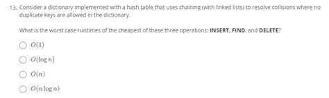 Solved 13 Consider A Dictionary Implemented With A Hash