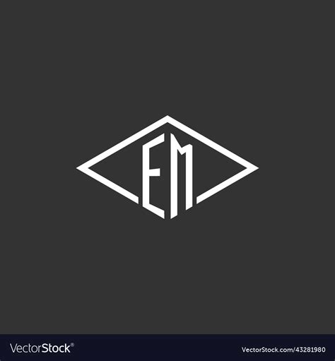 Initials Em Logo Monogram With Simple Diamond Vector Image