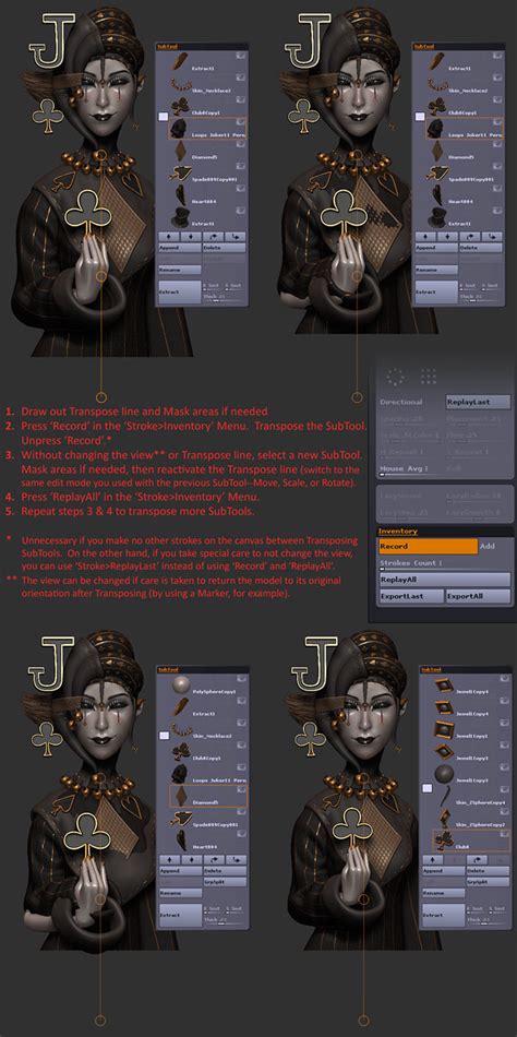 transpose multiple subtools zbrushcentral