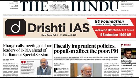 4 Sep 2023 The Hindu Newspaper Today The Hindu Editorial The Hindu