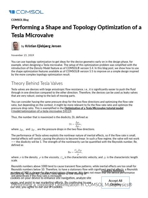 Performing A Shape And Topology Optimization Of A Tesla Microvalve Comsol Blog Pdf Fluid
