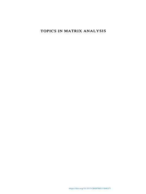 Roger A Horn Charles R Johnson Topics In Matrix Analysis Cambridge University Press 2008