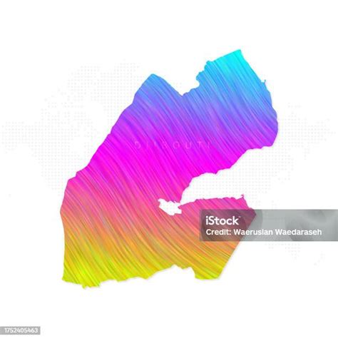 다채로운 하프톤 그라데이션의 지부티 지도 흰색 배경에 추상적인 선의 미래 기하학적 패턴 0명에 대한 스톡 벡터 아트 및 기타 이미지 0명 개념 고립 색상 Istock
