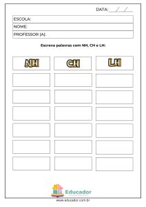 Atividades Com Nh Ch E Lh Educador
