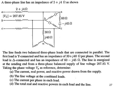 Solved A Three Phase Line Has An Impedance Of 2 J4Ω As Shown