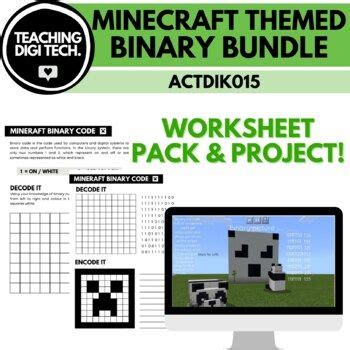 Minecraft Themed BINARY BUNDLE Binary Worksheets Binary Project Assessment Student