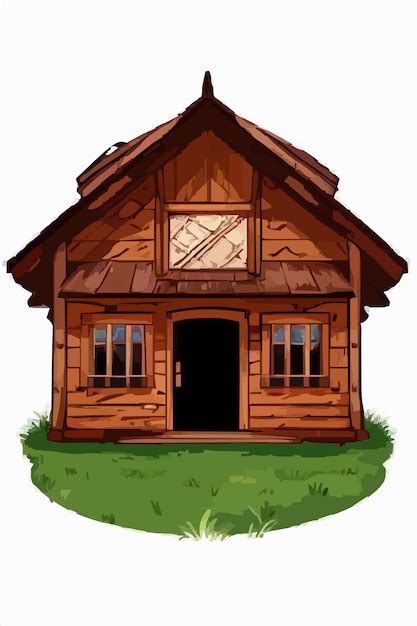 Premium Vector A Drawing Of A Log Cabin With A Log Cabin On The Front