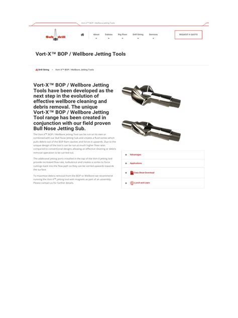 Vort X™ Bop Wellbore Jetting Tools Information Pdf Vortices