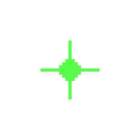 Green Shooting Cross Shape Bullseye Pixel Art Y2K Target And Aim Vector Icon Game Aim Pointer
