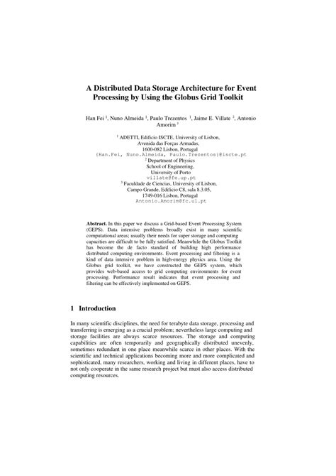 Pdf A Distributed Data Storage Architecture For Event Processing By