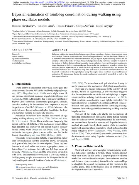 Pdf Bayesian Estimation Of Trunk Leg Coordination During Walking Using Phase Oscillator Models