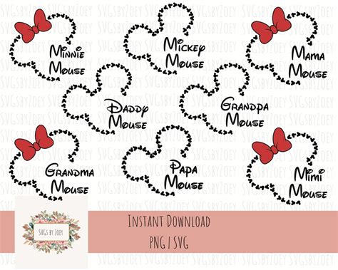 Mama Mouse Svg Minnie Mouse Svg Grandma Mouse Daddy Mouse Grandpa