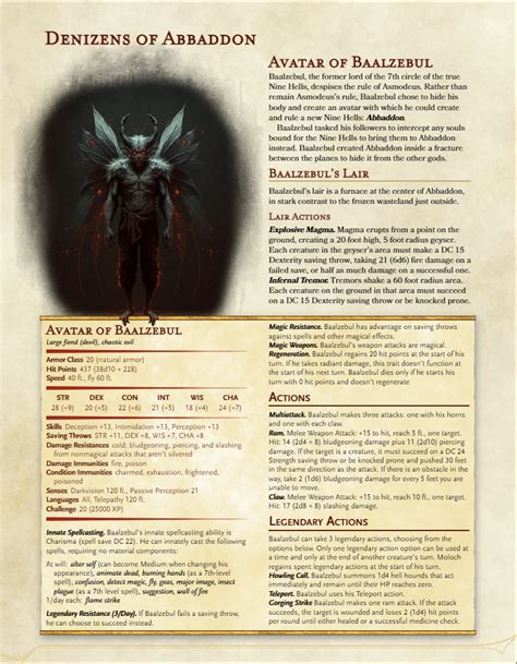 Baalzebul Im Looking For Feedback On The Stat Block For This Monster