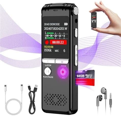 64gb Digital Voice Recorder Zipcide 4800 Hours Voice Activated