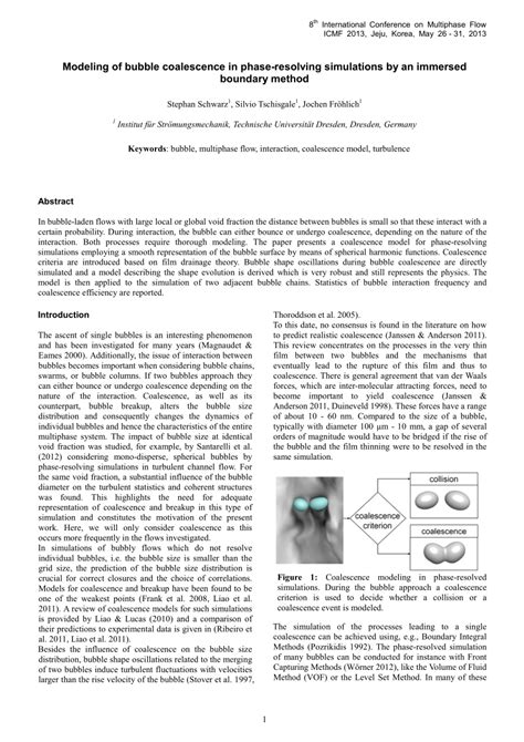 Pdf Modeling Of Bubble Coalescence In Phase Resolving Simulations By