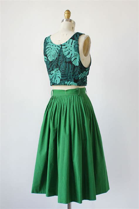 Grass Green Pleated Skirt Xss Omnia