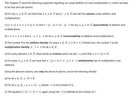 Solved The Integers Z Have The Following Properties Chegg Com