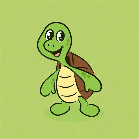 Premium Vector Cute Smiley Turtle Cartoon Vector Illustration