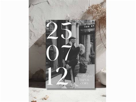Modern Save The Date Card Digital Wedding Announcement Classy Save