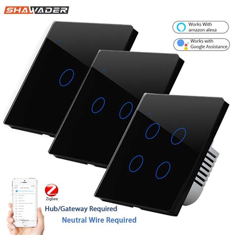 Zigbee Tuya 스마트 라이트 스위치 벽 터치 23 웨이 강화 유리 패널 집 전체 인터럽터 제어 알렉사 구글 홈