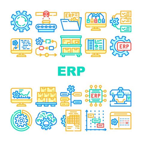 Premium Vector Erp Enterprise Resource Planning Icons Set Vector Erp Working Process And Goods