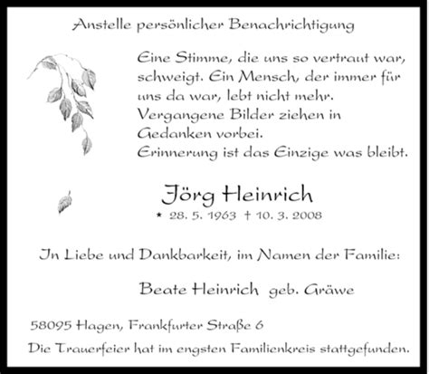 Traueranzeigen von Jörg Heinrich Trauer in NRW de
