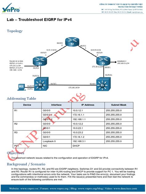 412 Lab Troubleshoot Eigrp For Ipv4 Pdf Router Computing Network Switch