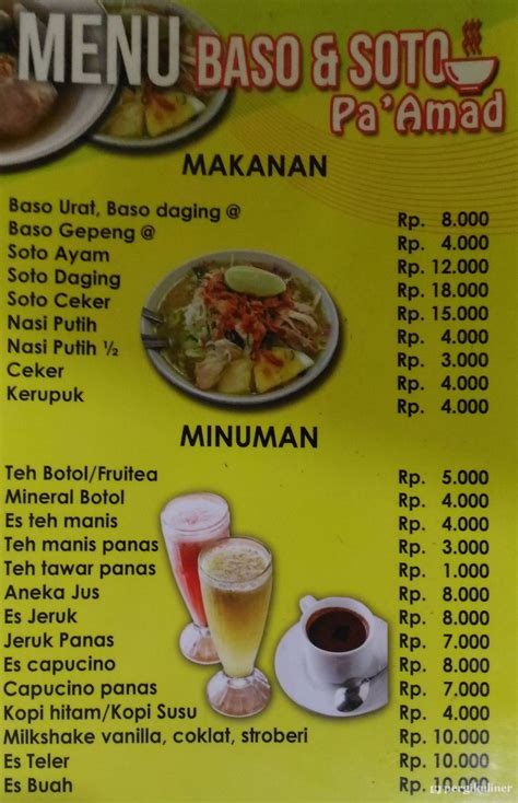 Contoh Daftar Menu Bakso 58 Koleksi Gambar