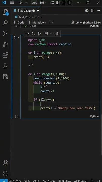 Wishing You A Happy New Year Code In Python 🎉 Shorts Youtube