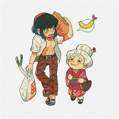 Inosuke With His Adoptive Mother Anime Demon Slayer Character Design