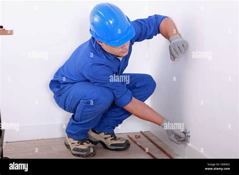 Plumber Fitting Copper Pipes Stock Photo Alamy